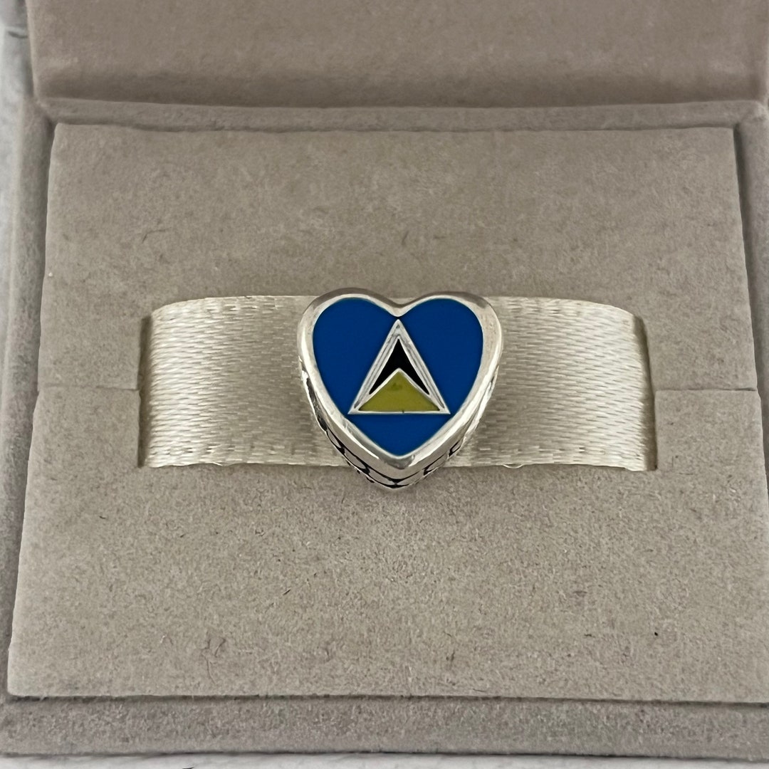 Pandora St.lucia Heart Bead Charm Saint Lucia Flag Pendant, Travel S925 ...
