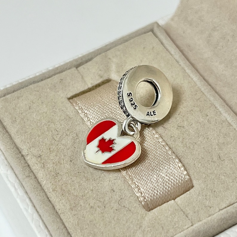 Pandora Canada Flag Exclusive Heart Dangle Charm Pendant S925 Silver ...