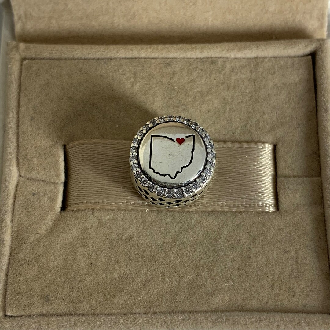 Pandora Charm Love Cleveland Ohio Map Bead Charm Button Travel S925 ...