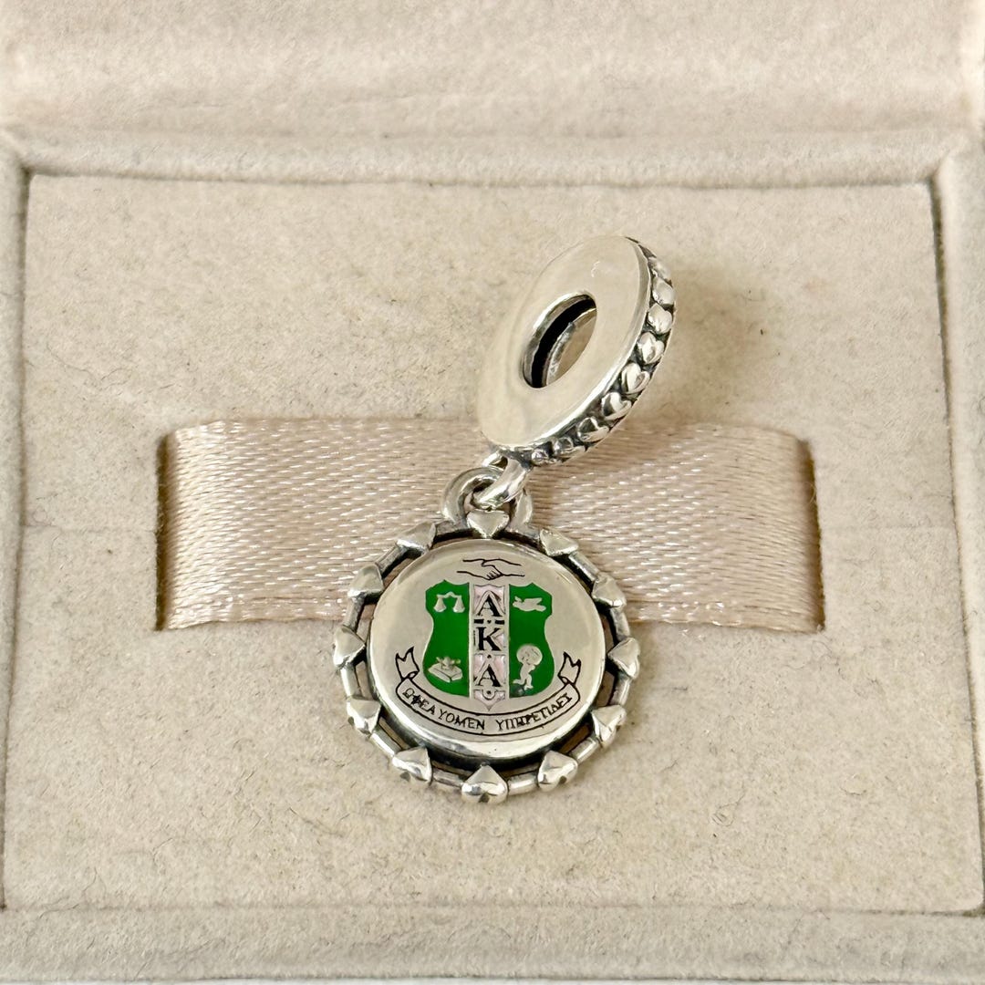 Pandora Alpha Kappa Alpha Flag A.K.A Heart Around Dangle Charm Pendant ...