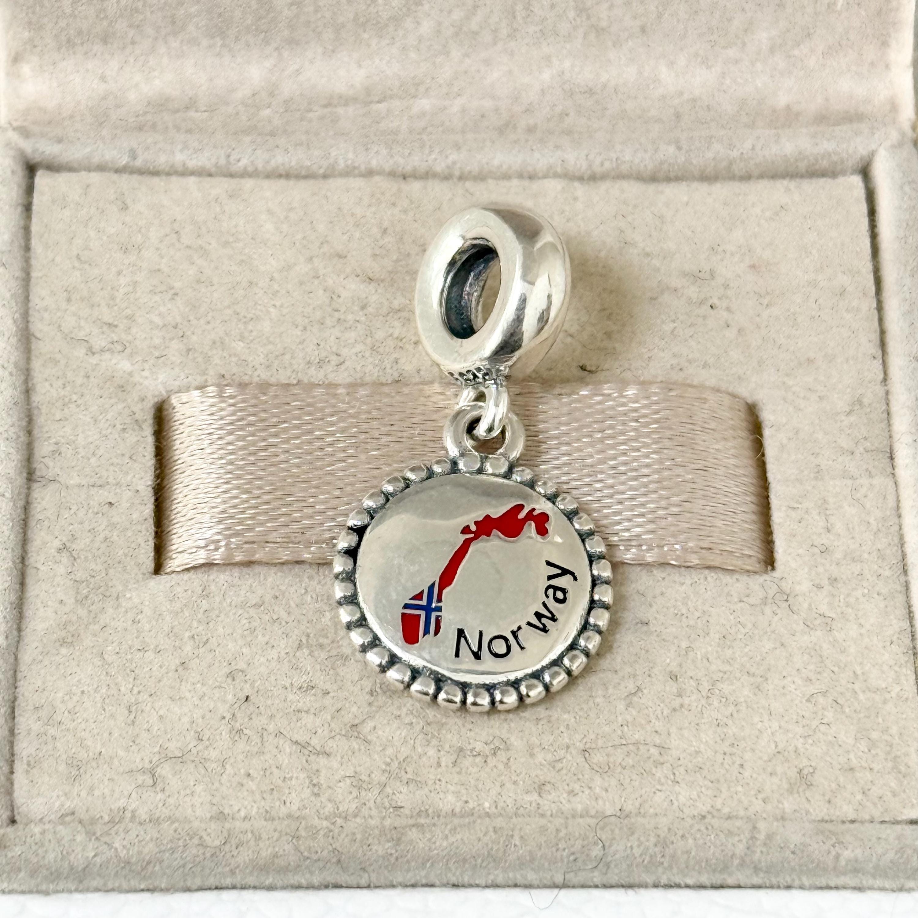 Pandora Norway Map Flag Dangle Charm Pendant S925 Silver Jewelry for ...