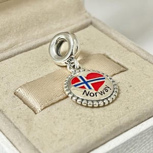 Pandora Norway Heart Flag Dangle Charm Travel Pendant S925 Silver ...