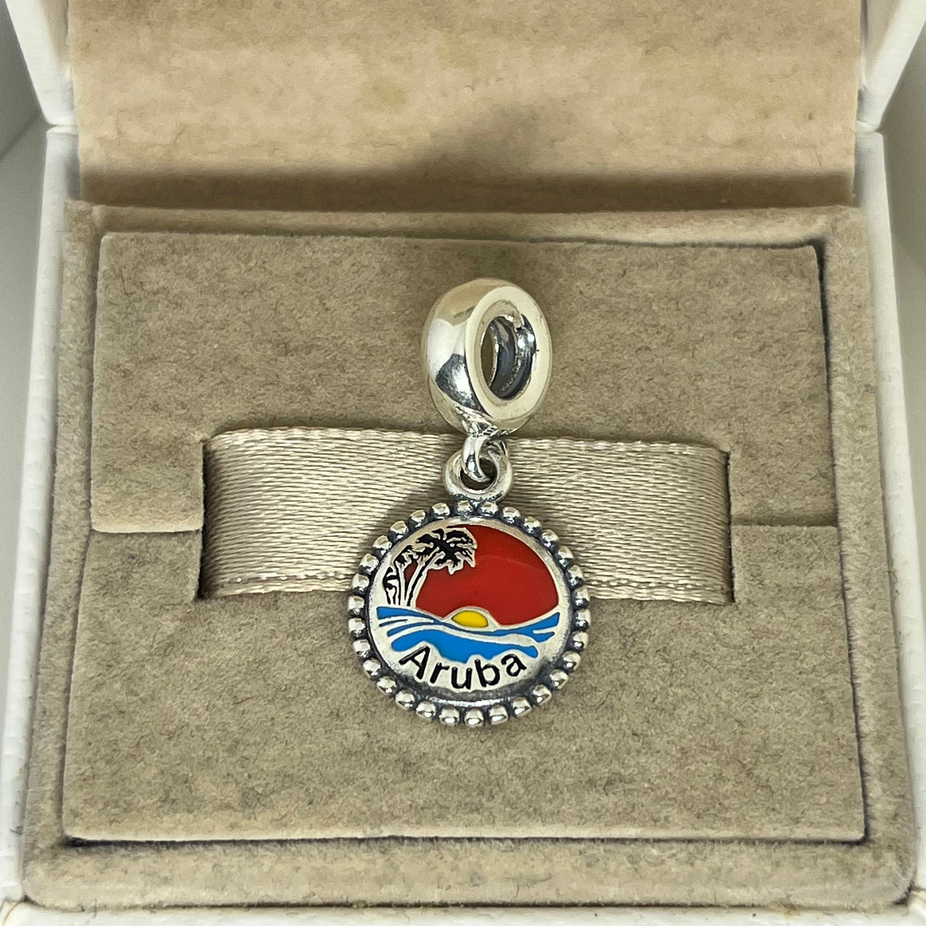 Pandora ARUBA Beach Dangle Charm Pendant Travel Sunset S925 Sterling ...