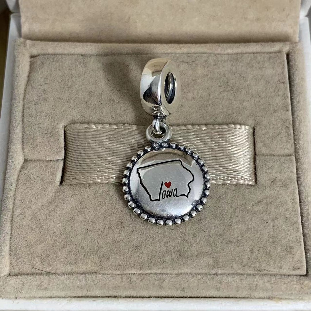 Pandora Iowa State Heart Dangle Charm, Mixed Enamel, S925 Sterling ...