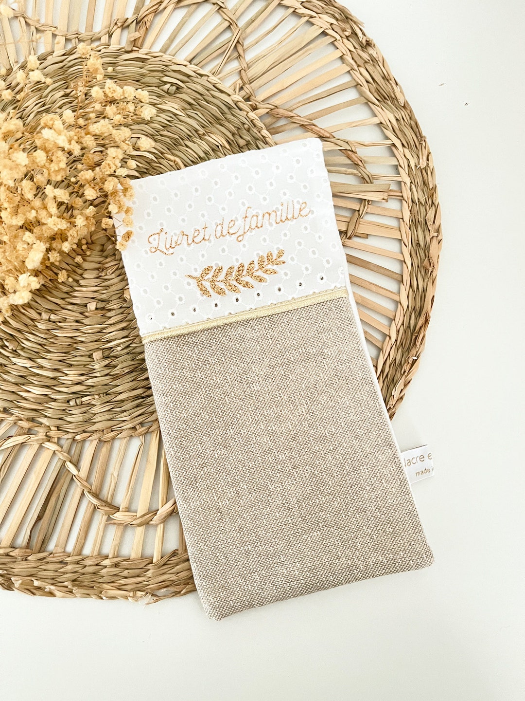 Protects Family Booklet With Iridescent Beige White Embroidery, Gold ...