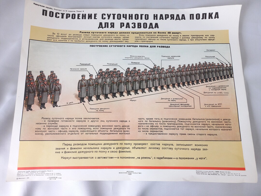 Authentic 1988 Soviet Military Poster: Construction of the Daily Order ...