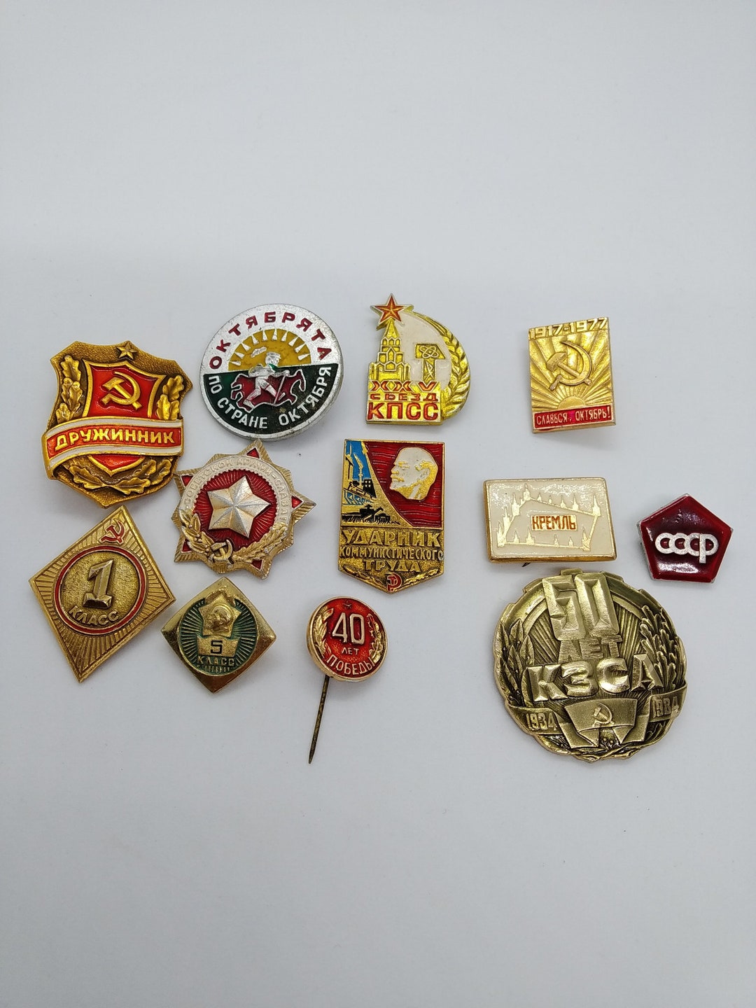 Soviet Badges With Symbols of the USSR Set of Pins of the Soviet Union ...