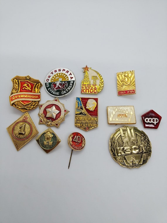 Soviet Badges with Symbols of the USSR Set of Pins of… - Gem