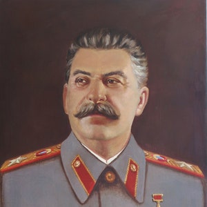 Portrait of Stalin. Antique Oil Painting Original of Socialist Realism ...