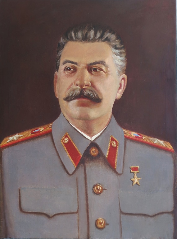 Portrait of Stalin. Antique Oil Painting Original of Socialist - Etsy