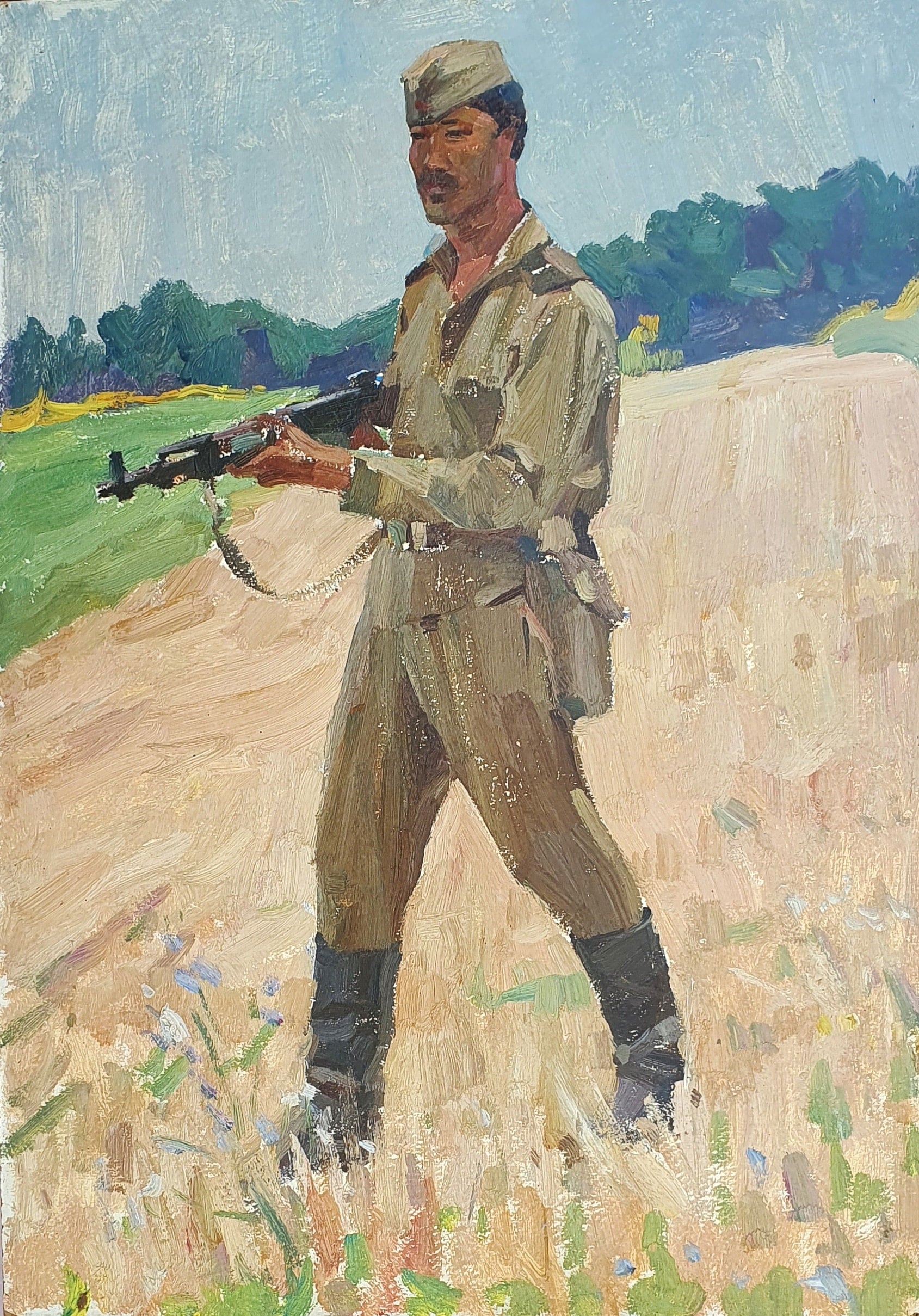 Portrait of a Soldier. Oil Painting Original Socialist Realism - Etsy