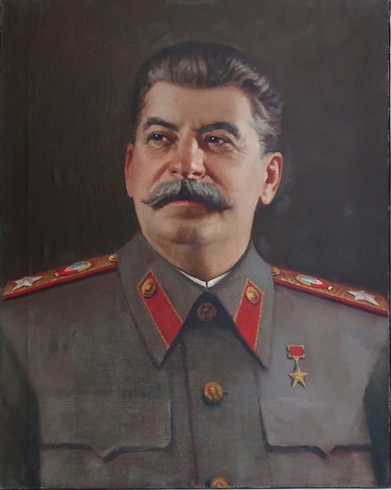 Portrait of Stalin. Antique Oil Painting Original Soviet Art - Etsy