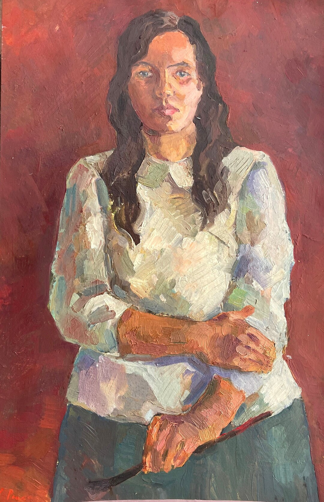Portrait of a Girl. Oil Painting Original Ukrainian Artist Repka S. 57 ...