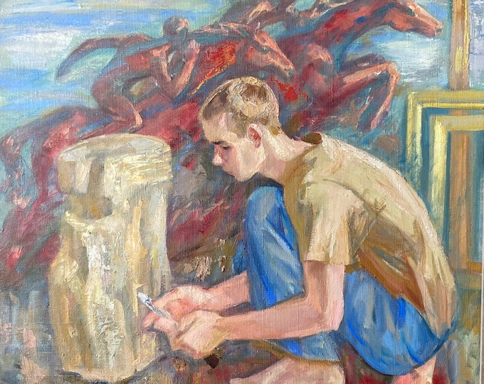 Young Sculptor. Oil Painting Original Ukrainian Artist Repka V. 70-70 ...