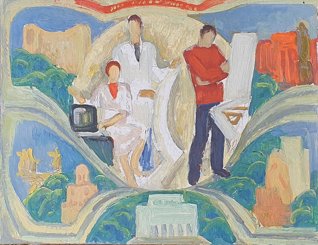 Sketch. Oil Painting Original Socialist Realism Ukrainian Artist Repka ...