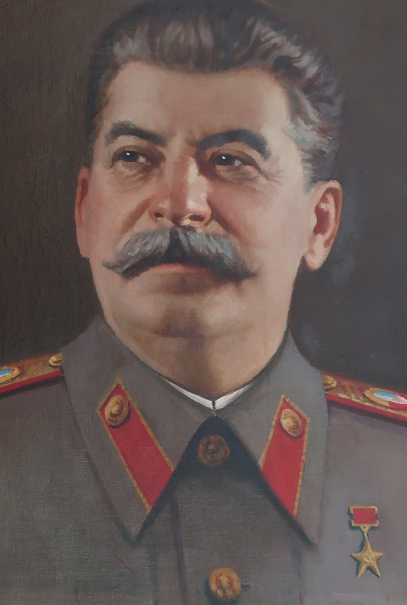Portrait of Stalin. Antique Oil Painting Original Soviet Art - Etsy