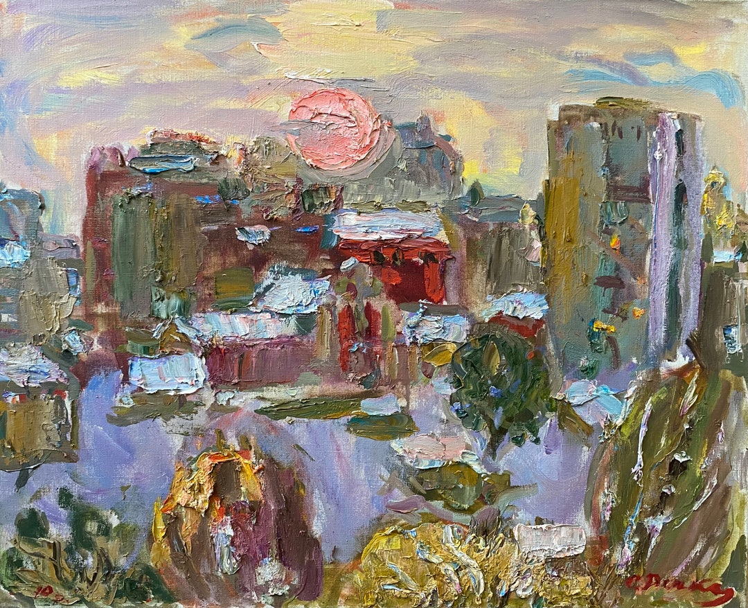 City Landscape Oil Painting Original by Ukrainian Artist Repka S. 65-80 ...