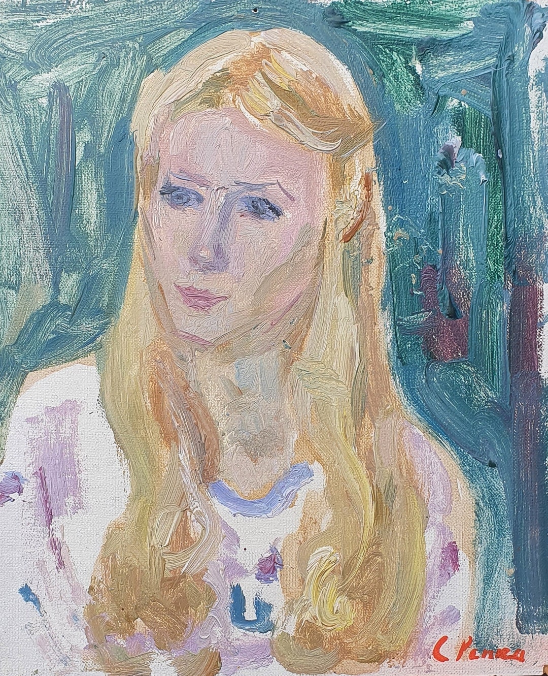 Portrait of a Girl. Oil Painting Original Socialist Realism Ukrainian ...