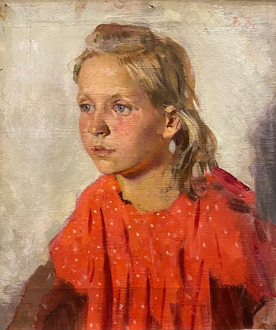 Portrait of a Girl. Antique Oil Painting Original Socialist Realism ...