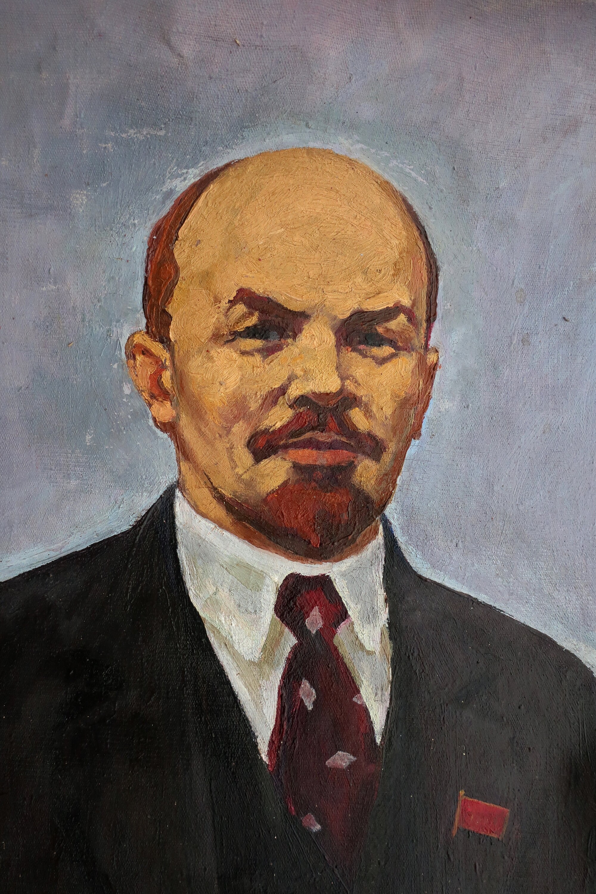 Portrait of V.I. Lenin Antique Oil Painting Original Socialist | Etsy ...