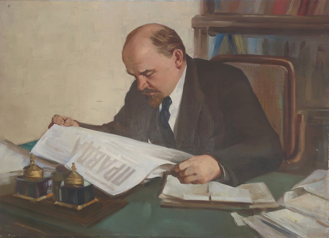Lenin in His Office. Ukrainian Artist Kozik V. 80-112 Cm, Oil on Canvas ...