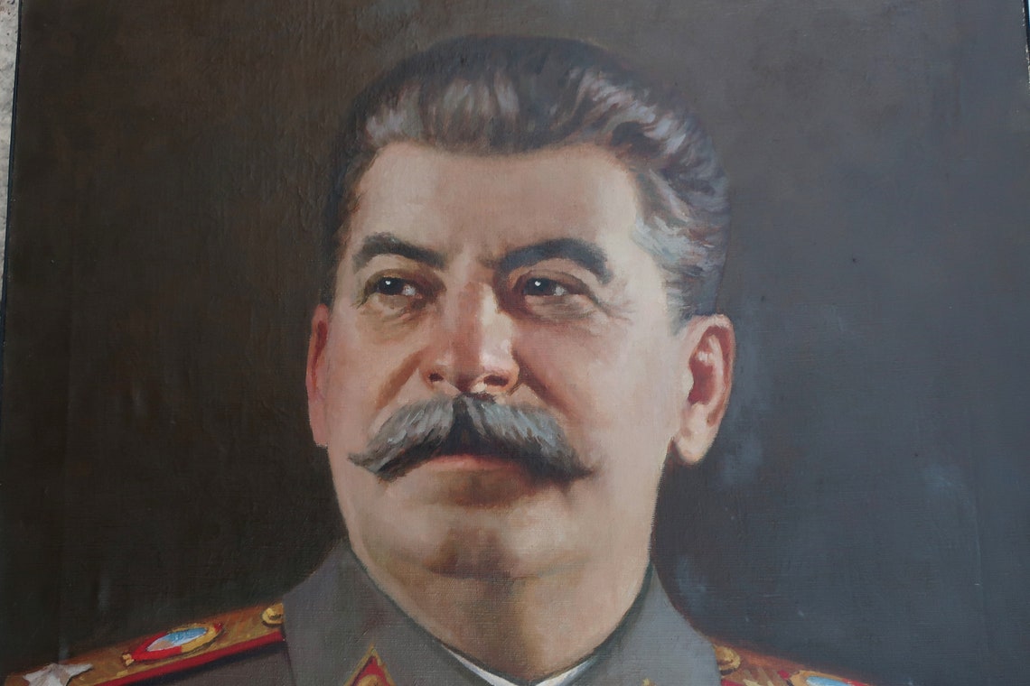 Portrait of Stalin. Antique Oil Painting Original Soviet Art - Etsy