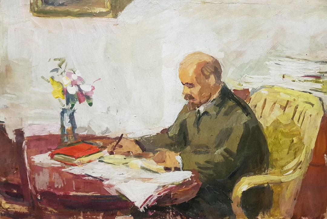 Lenin. Oil Painting Original Ukrainian Artist Iskam V. 20-30cm Paper on ...