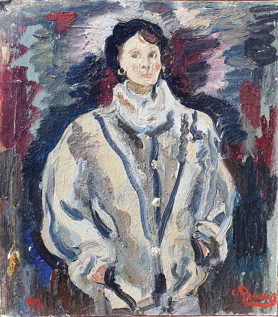 Portrait of a Girl. Oil Painting Original Ukrainian Artist Repka S. 41 ...