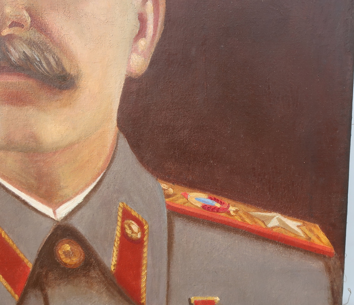 Portrait of Stalin. Antique Oil Painting Original of Socialist - Etsy