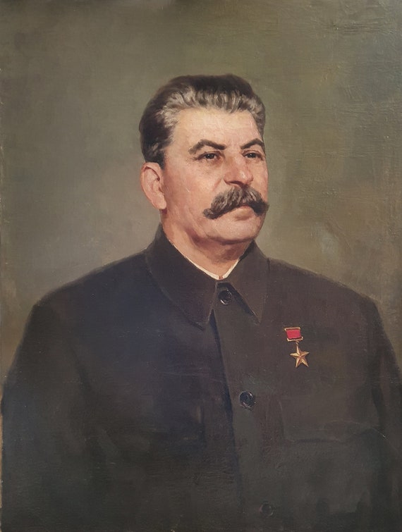 Portrait of Stalin. Antique Oil Painting Original Soviet Art - Etsy
