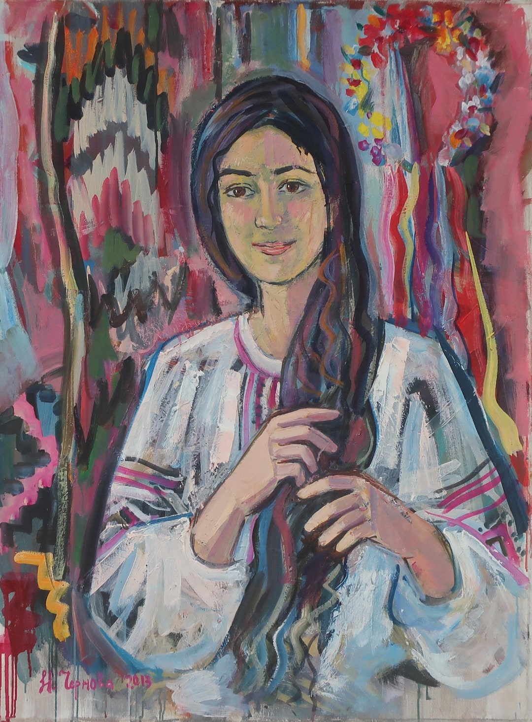 TV Presenter Vika. Ukrainian Artist Chernova N. 80-60 Cm, Oil on Canvas ...