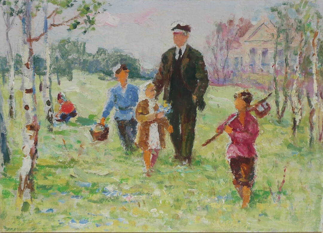 Lenin With Children. Ukrainian Artist Shurupov K. 22-31 Cm, Oil on ...