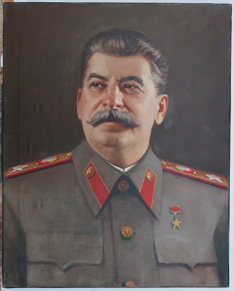 Portrait of Stalin. Antique Oil Painting Original Soviet Art - Etsy