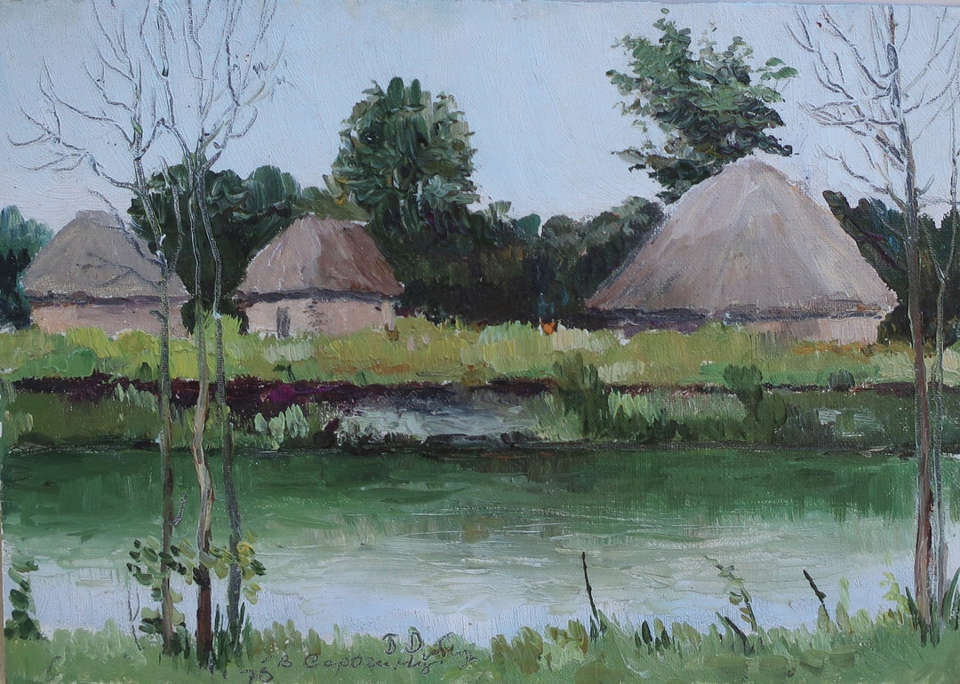 River Psel.ukrainian Artist Rybets B. 14-20 Cm, Oil on Cardboard 1975 ...