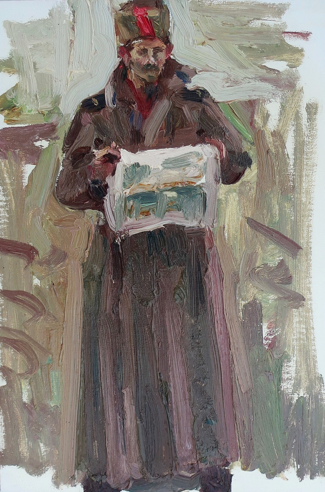 Portrait. Oil Painting Original Ukrainian Artist Repka S. 35-23 Cm ...