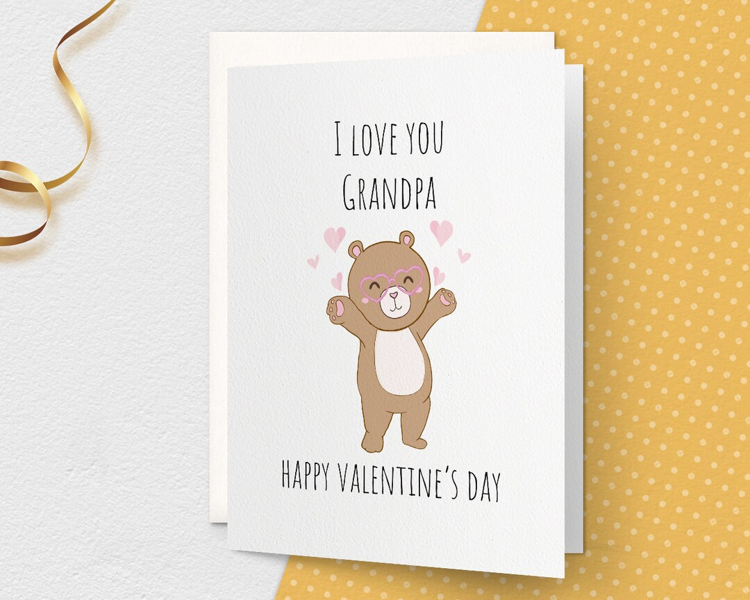 I Love You Grandpa Card, Cute Bear Hug Card, Grandpa Valentine Card ...