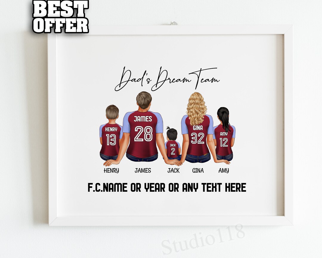 Personalized Family Soccer Team Wall Art, Unique Christmas and Fathers ...