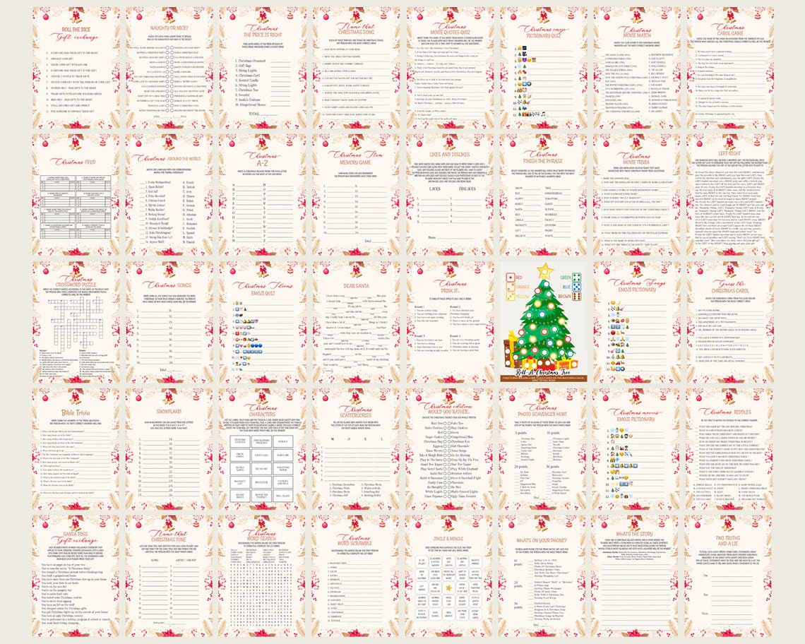 Printable Christmas Group Games Fun Family Holiday Games - Etsy