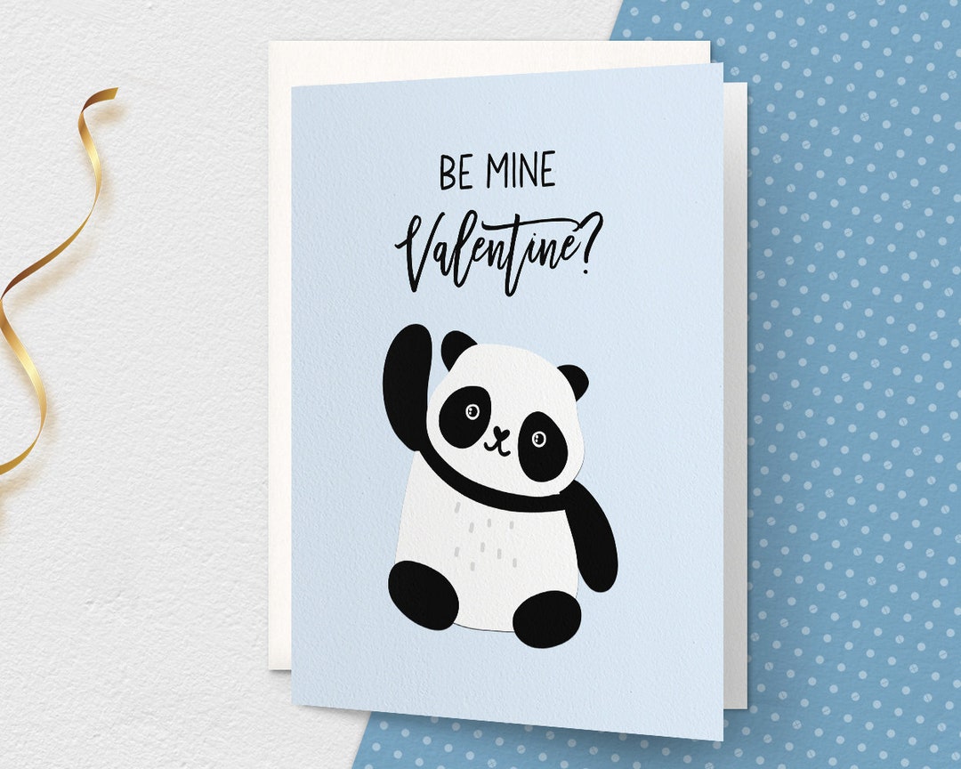 Cute Panda Card, Be Mine Valentine, Valentine Card, Card for Kids, Card ...