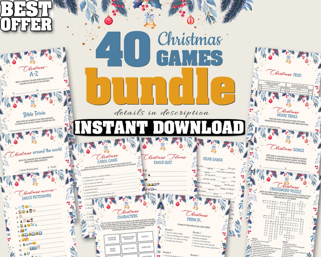 Printable Christmas Games Fun Family Games Bundle Holiday - Etsy
