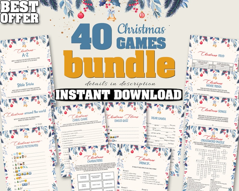 Printable Christmas Games Fun Family Games Bundle Holiday - Etsy
