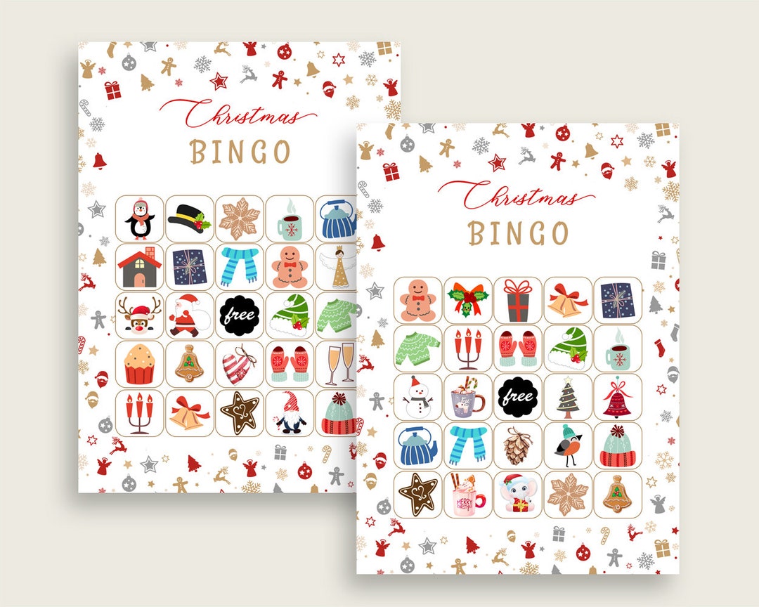 Holiday Bingo Cards Printable, Classroom Bingo, Home Christmas Bingo ...