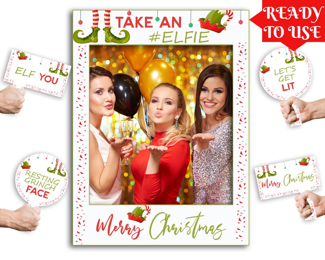 Take an Elfie Selfie Frame, Photo Booth Frame, Christmas Props, Office ...