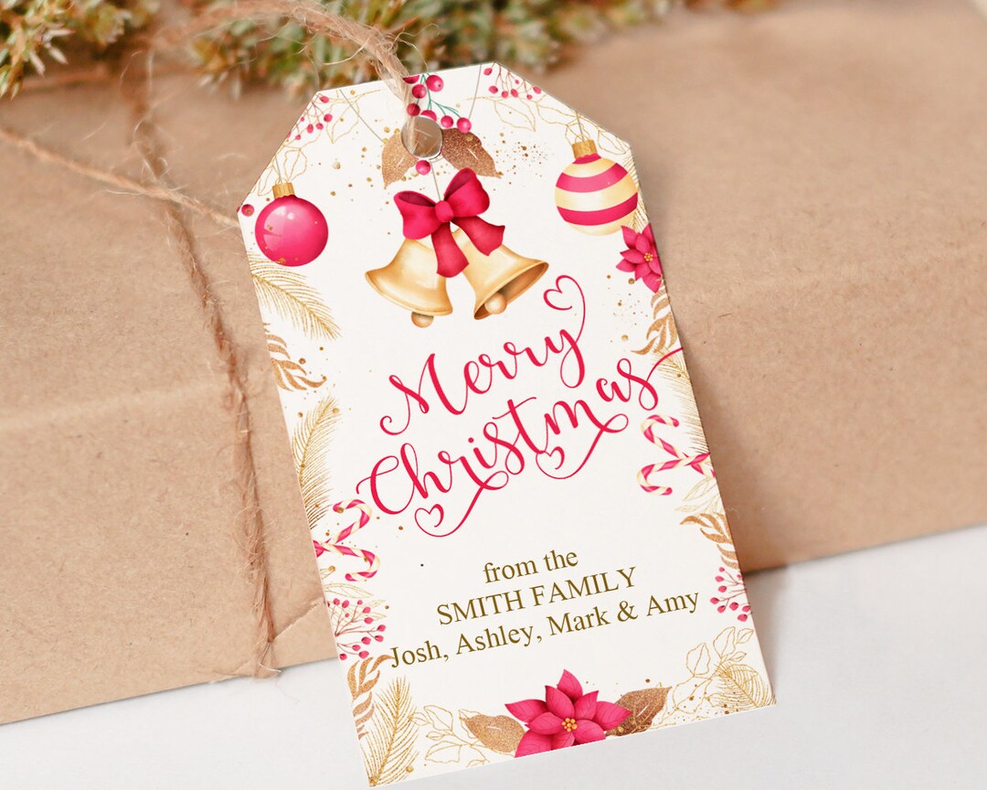Editable Christmas Gift Tags, Printable Christmas Tags, Merry Christmas ...