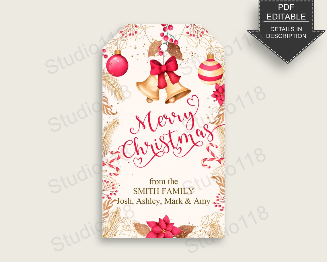 Editable Christmas Gift Tags Printable Christmas Tags Merry - Etsy