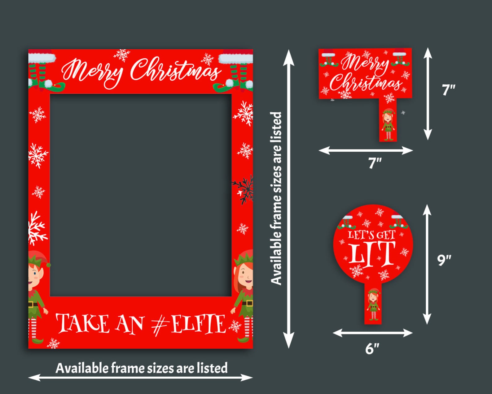 Merry Christmas Photo Booth Frame Christmas Selfie Frame - Etsy