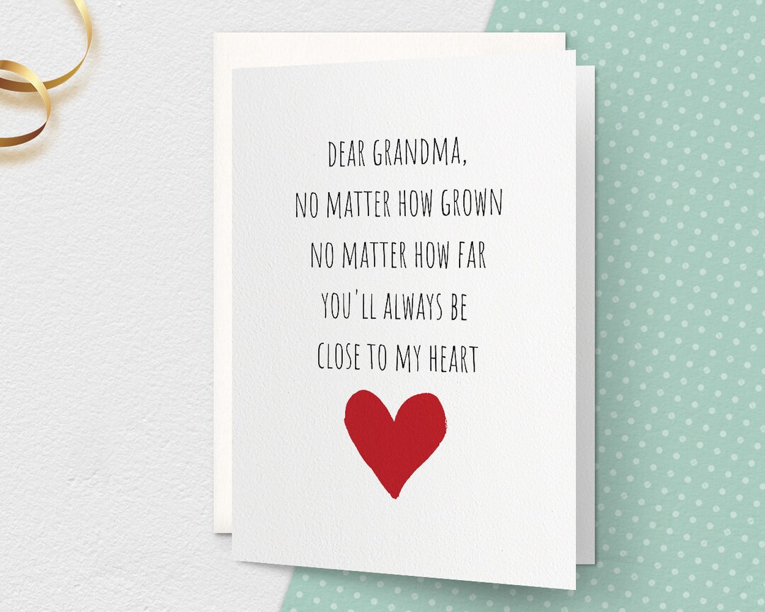Dear Grandma Card, Cute Grandma Card, Grandma Valentine Card, Grandma ...