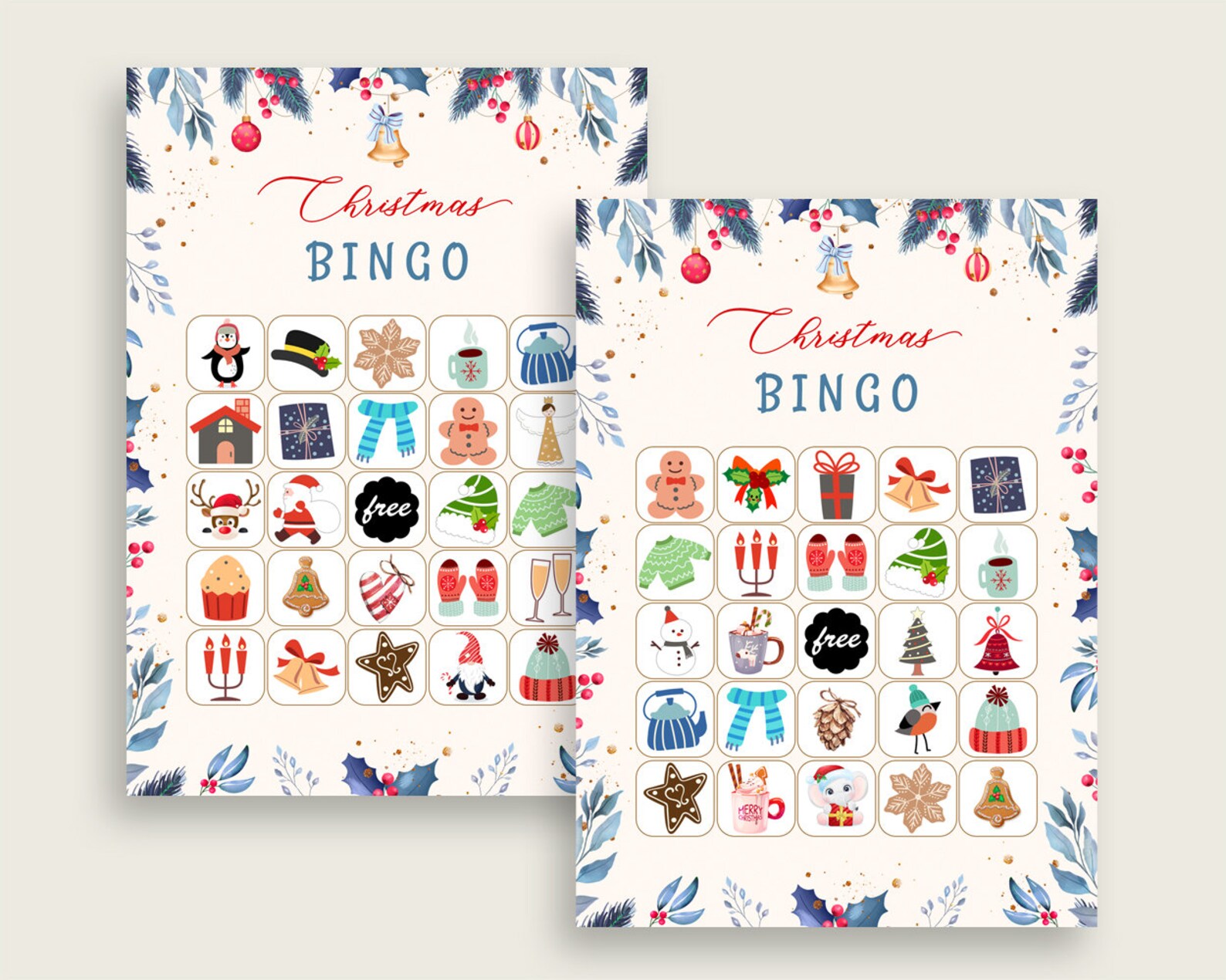 Printable Christmas Bingo Game 100 Christmas Bingo Cards for - Etsy