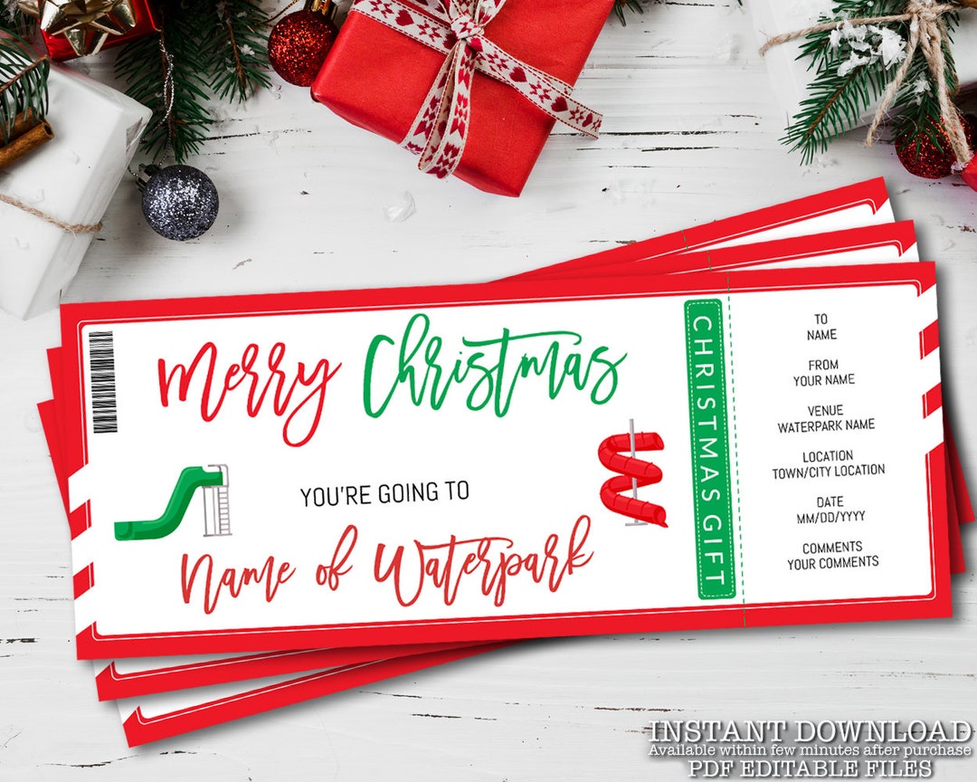 Christmas Waterpark Gift, Waterslide Water Slide Pass, Aqua Park Ticket ...