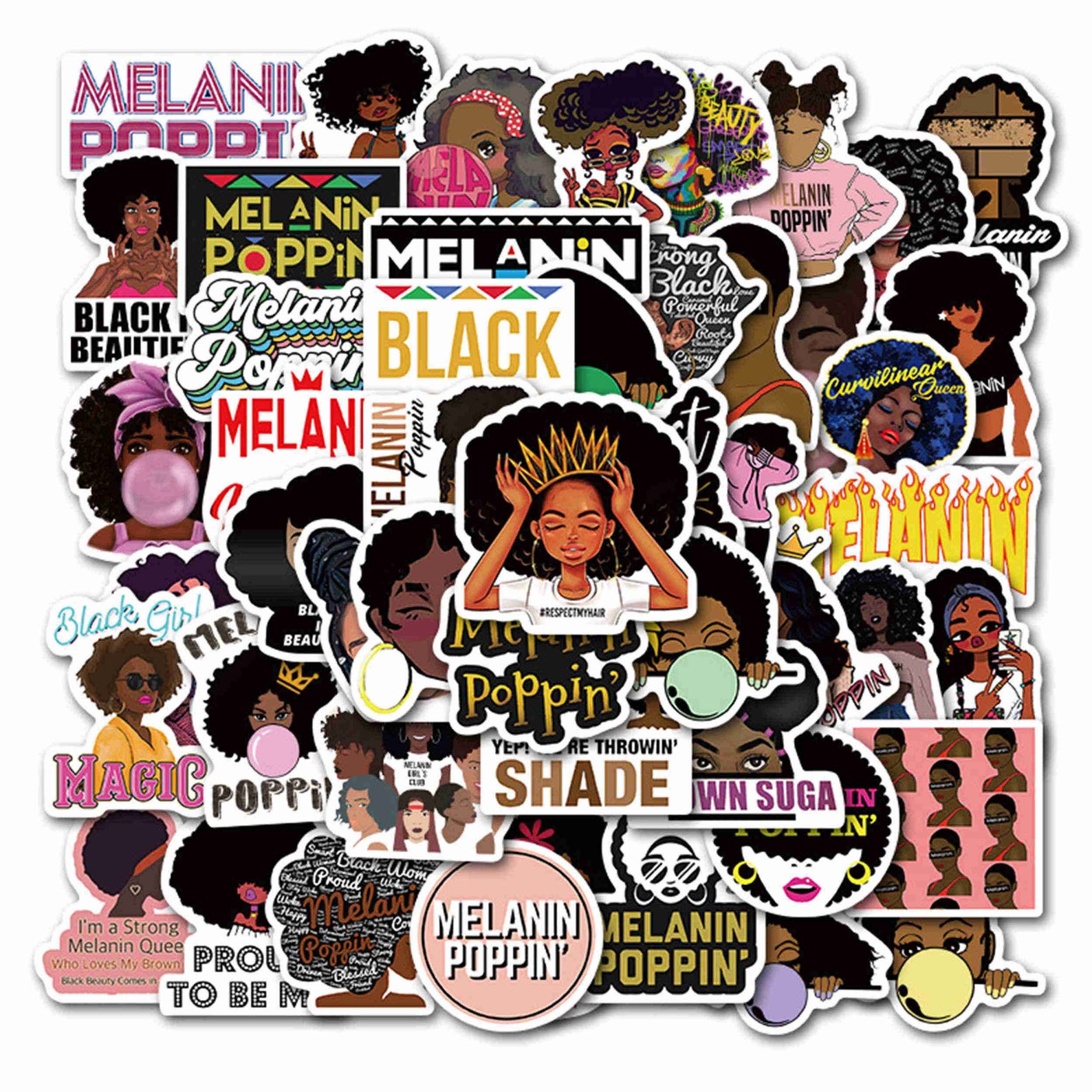 50 PCS Inspirational Personality Black Girl Stickers Pack | Etsy